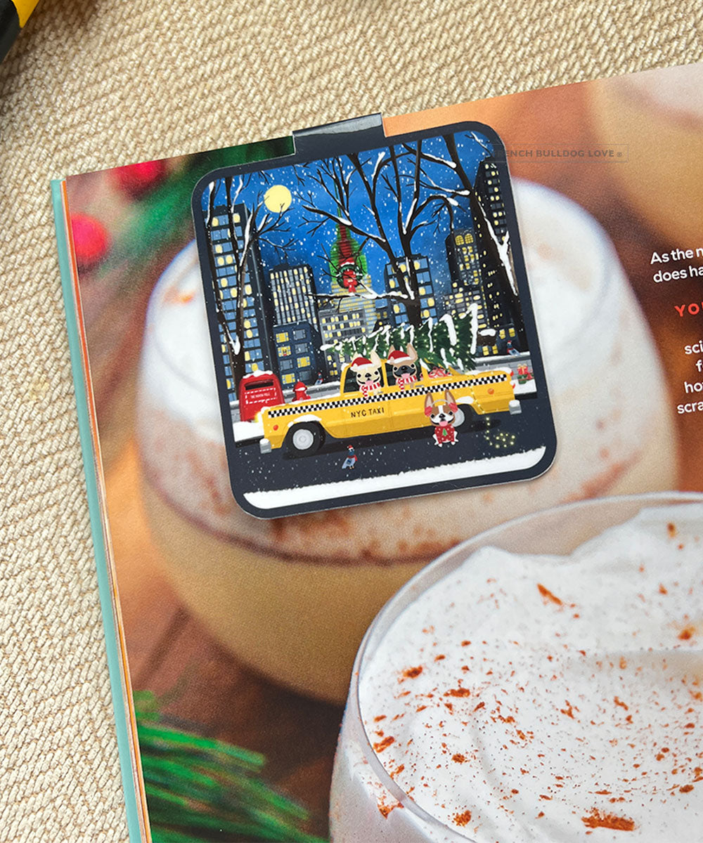 NYC Christmas Magnetic Bookmark – French Bulldog Love