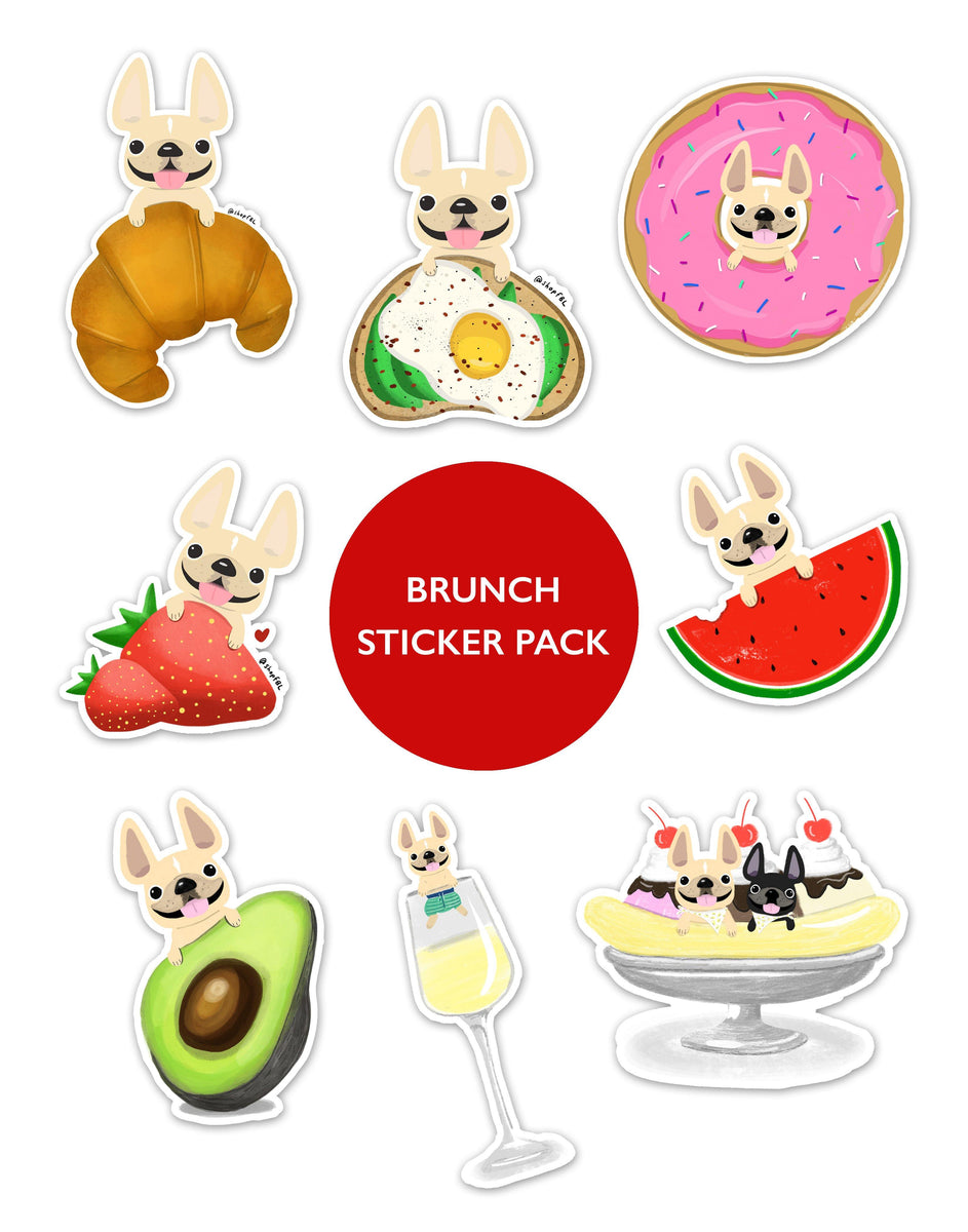 BRUNCH STICKER PACK - Set of 8 - Waterproof Vinyl Stickers – French ...