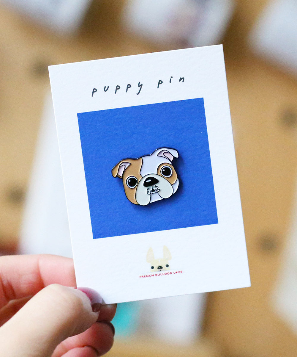 Bulldog Enamel Pin - Pied Bulldog – French Bulldog Love