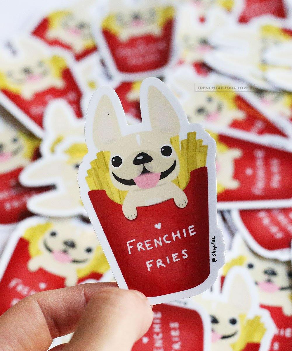 FRENCHIE FRIES STICKER - WATERPROOF VINYL FRENCH BULLDOG STICKER ...