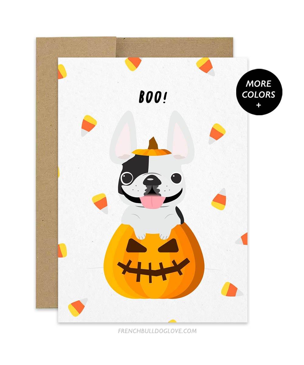BOO! Halloween French Bulldog Greeting Card – French Bulldog Love