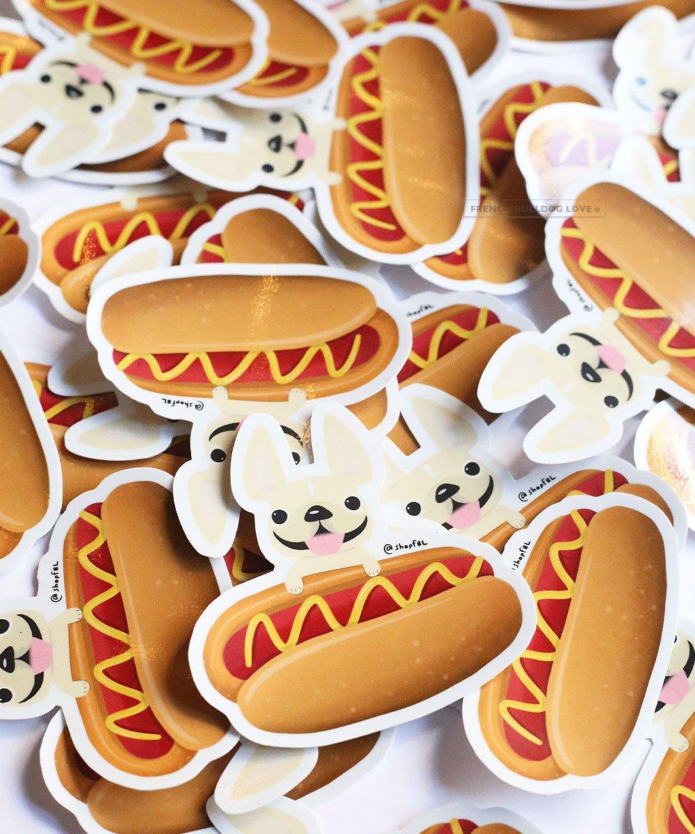 HOT DOG STICKER - WATERPROOF VINYL FRENCH BULLDOG STICKER – French ...