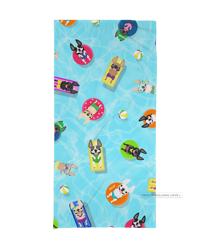 Frenchie Pool Party French Bulldog Beach Towel – French Bulldog Love