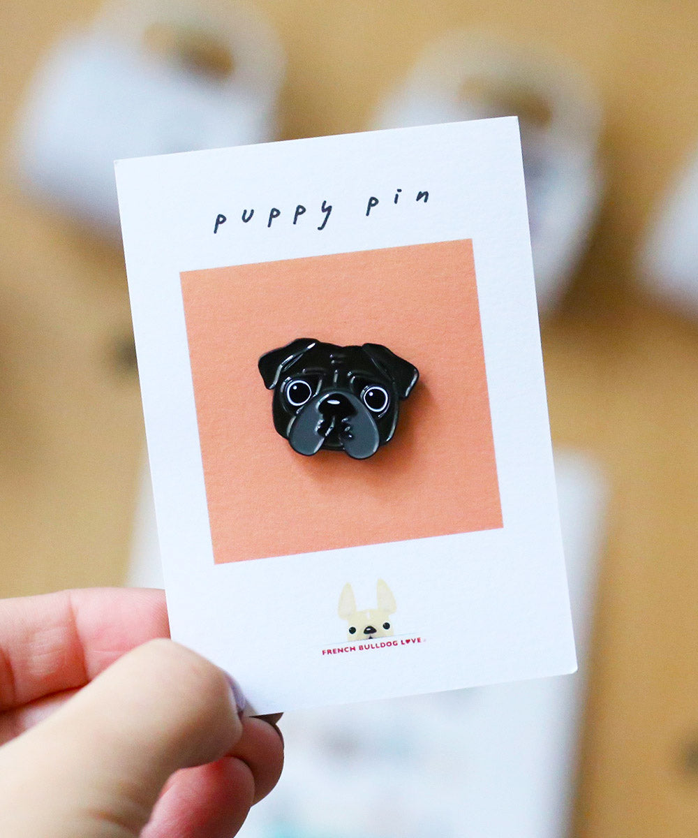 Pug Enamel Pin - Black Pug – French Bulldog Love
