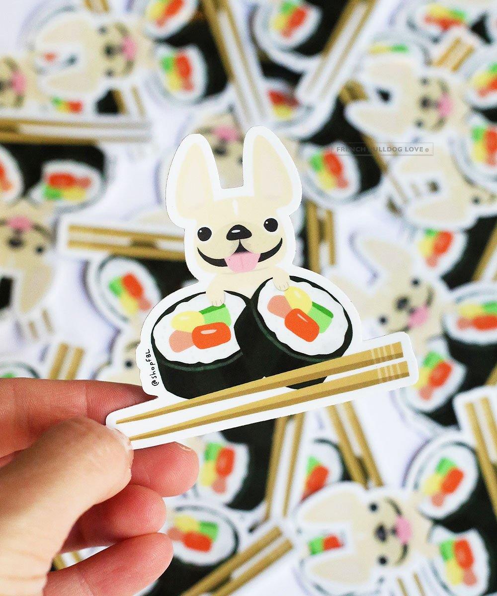 SUSHI STICKER - WATERPROOF VINYL FRENCH BULLDOG STICKER – French ...